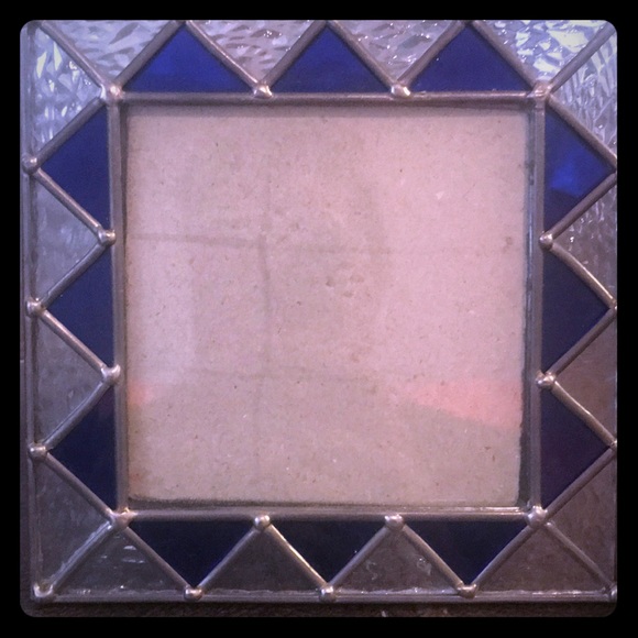 Accents | 5x5 Square Blue And Clear Glass Picture Frame | Poshmark